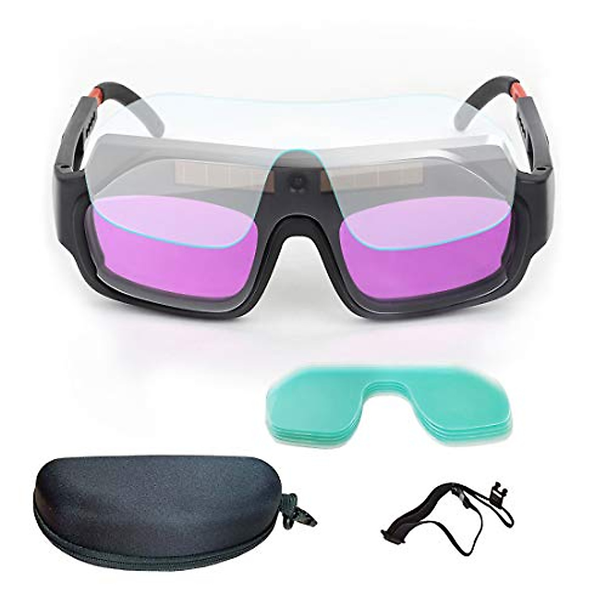 Solar automatic darkening welding goggles, welding glasses, 5 PC protective lenses, With a storage box suitable for glasses