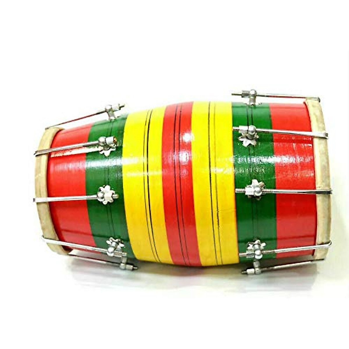 Generic IndienKultur Musical Instrument Wooden Nut & Bolt Small Size 12 Inch Baby Dholak For Kids
