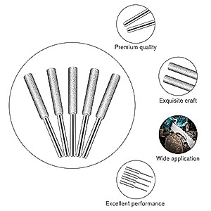 PRECIHW 10 Pack Chainsaw Sharpener Stone, Burr Grinding Stone File, Polishing Grinding Tool Grinding Bits for Chainsaw Sharpener, Grey, 3/16 Inch/ 4.8 mm
