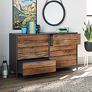 Sauder 427351 Boulevard Café 6 Drawer Dresser - Vintage Oak® Finish & Black