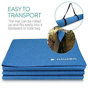 Navaris Foldable Yoga Mat for Travel - 1/8 inch (4mm) Thick Exercise Mat for Yoga, Pilates, Workout, Gym, Fitness - Non-Slip Folding Thin Portable Mat