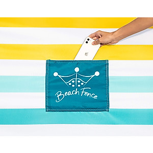 BEACH FENCE Premium 20 ft Beach Windscreen, Privacy Screen, Wind Blocker - Tahitian Sunset, Free Rubber Mallet and Carry Bag Included