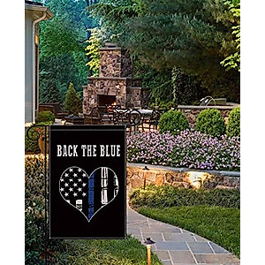YaoChong Back The Blue Garden Flag,Police Thin Blue Line Heart Black Lives Matter Flag Vertical Double Sided 12.5x18 Inch,Black Civil Rights Love is Love Rustic Farmland Holiday Burlap Outdoor Décor