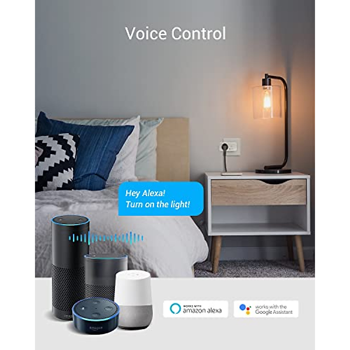 EZVIZ Smart Plug, Smart Home WiFi Outlet Compatible with Alexa, Echo, Google Home, Remote Control | T30-B(White, 2 Packs)