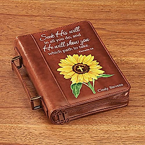 Personalized Sunflower Cross Brown Bible Case
