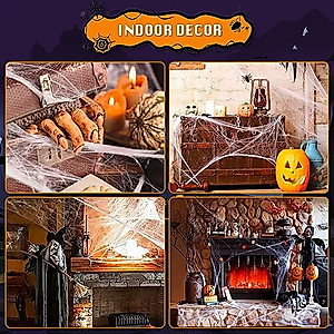 HIVIEW 1400sqft Halloween Spider Webs Decorations, with 60 Fake Spiders & Super Stretch Cobweb Halloween Party Supplies for Outdoor Indoor Halloween Decor