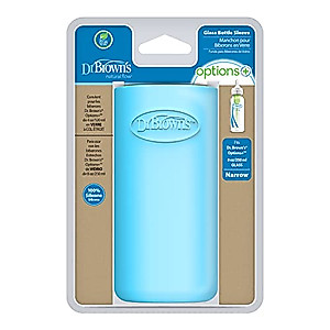 Dr. Brown’s Natural Flow® Options+™ Glass Baby Bottle Sleeves, 100% Silicone, 8 oz, Narrow, Blue