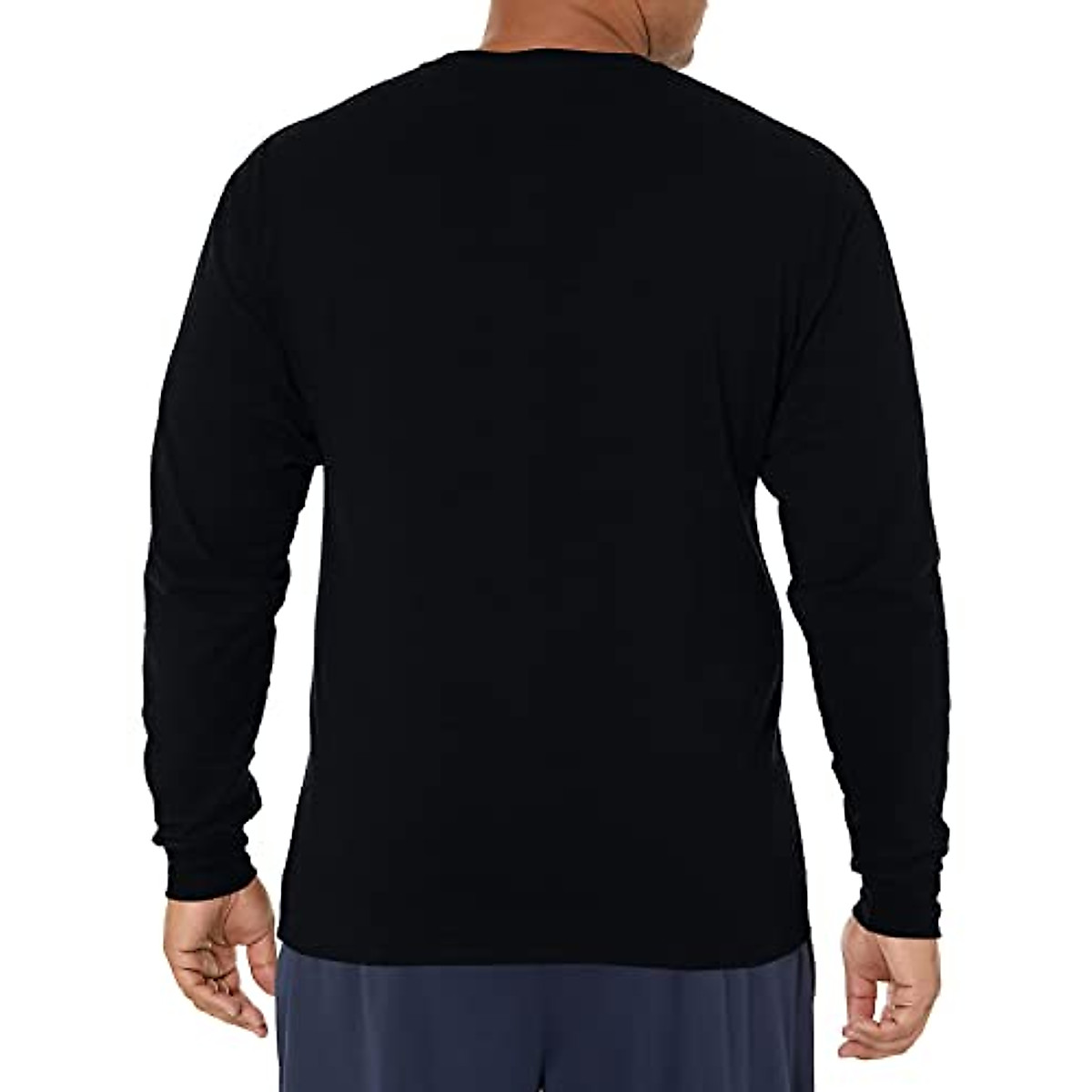 Champion Men's Classic Long Sleeve Tee, Black Small Script, X-Large