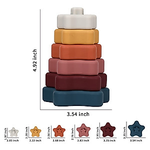 Mini Silicone Stacking Ring Toys, Baby Toddler Star-Shaped Soft Building Blocks Learning Toys for Babies up to 6 Months of Early Development Toys, Chew Toys