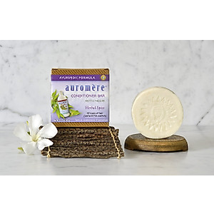 Auromere Ayurvedic Conditioner Bar for All Hair Types – Vegan, Non-GMO, Deep Moisturizing, Nourishing Herbal Formula with Neem, Zero Waste, Recyclable packaging (2.12oz solid bar), 1 Pack
