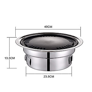 BBQ Charcoal Grill 15.7 inch Round Stove-top Household Indoor Carbon Grill for Camping Picnic Party Silver