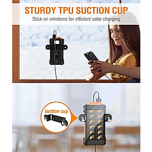 MetFut Solar Power Bank 38800mAh, Solar Charger with Suction Cup Mount Three Modes Flashlight-Steady/SOS/Strobe IPX7 Waterproof/Dustproof/Shockproof External Battery Pack 3 USB Charging Ports(Orange)