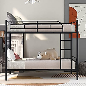 Tidyard Twin Over Twin Metal Bunk Bed (Black) for Bedroom Dorm Guest Room Home Furniture