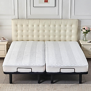 Kingnex Quilted Waterproof Full Split Queen Mattress Protector Adjustable Bed Include 2 30x80 Pad Fitted Sheet Style Deep Pocket Matress Cover Split Queen
