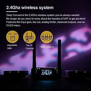 Deity Connect 2.4G Wireless Lavalier Microphone, Dual-Channel Receiver & Two Transmitters, OLED Daylight Display Screen, 24bit/48Khz Uncompressed Audio