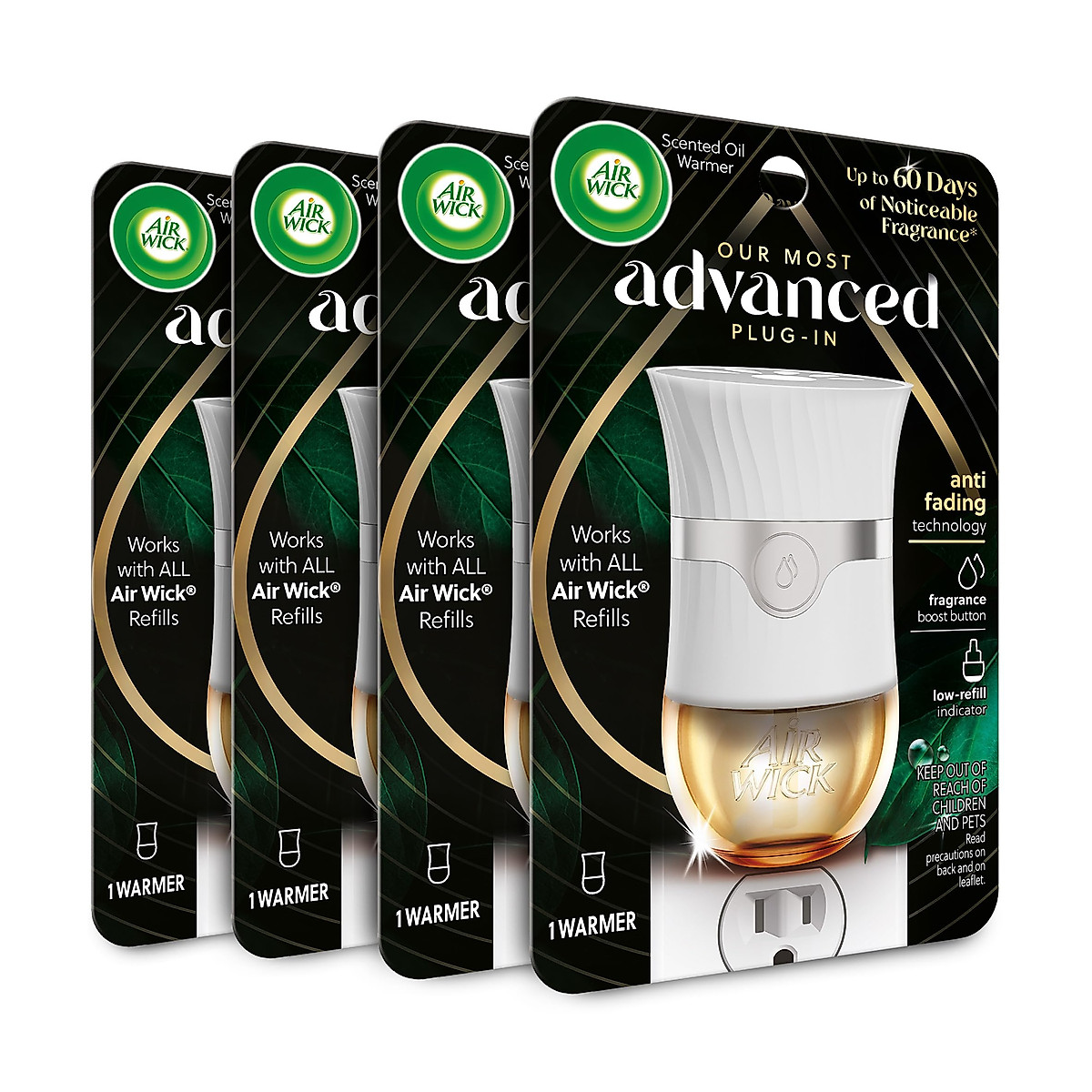 Air Wick Advanced Plug In Scented Oil Warmer, Advanced Gadget, Home Air Freshener, White (Pack of 4, Gadget Only, Refills Sold Separately)