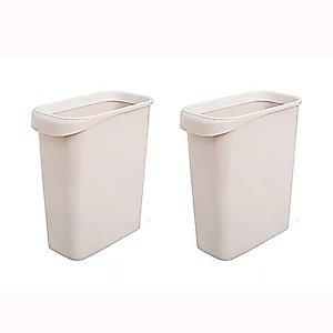 2Pcs Slim Narrow Wastebasket Under Desk Trash Can Corner Garbage Container Bin with Handle for Home Office(White)