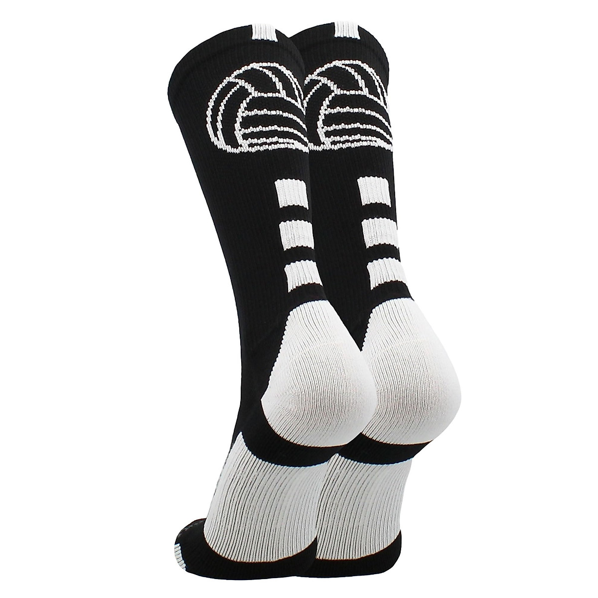 MadSportsStuff Volleyball Logo Crew Socks (Black/White, Medium)