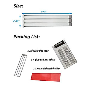 MAOERFUL 3 Swing Arms Towel Holder Wall Mount Towel Rack Dish Rag Dishcloths Washcloth Storage Organizer Hanger Swivel Hand Towel Bar for Sink Door Cabinet in Kitchen Bathroom (White)