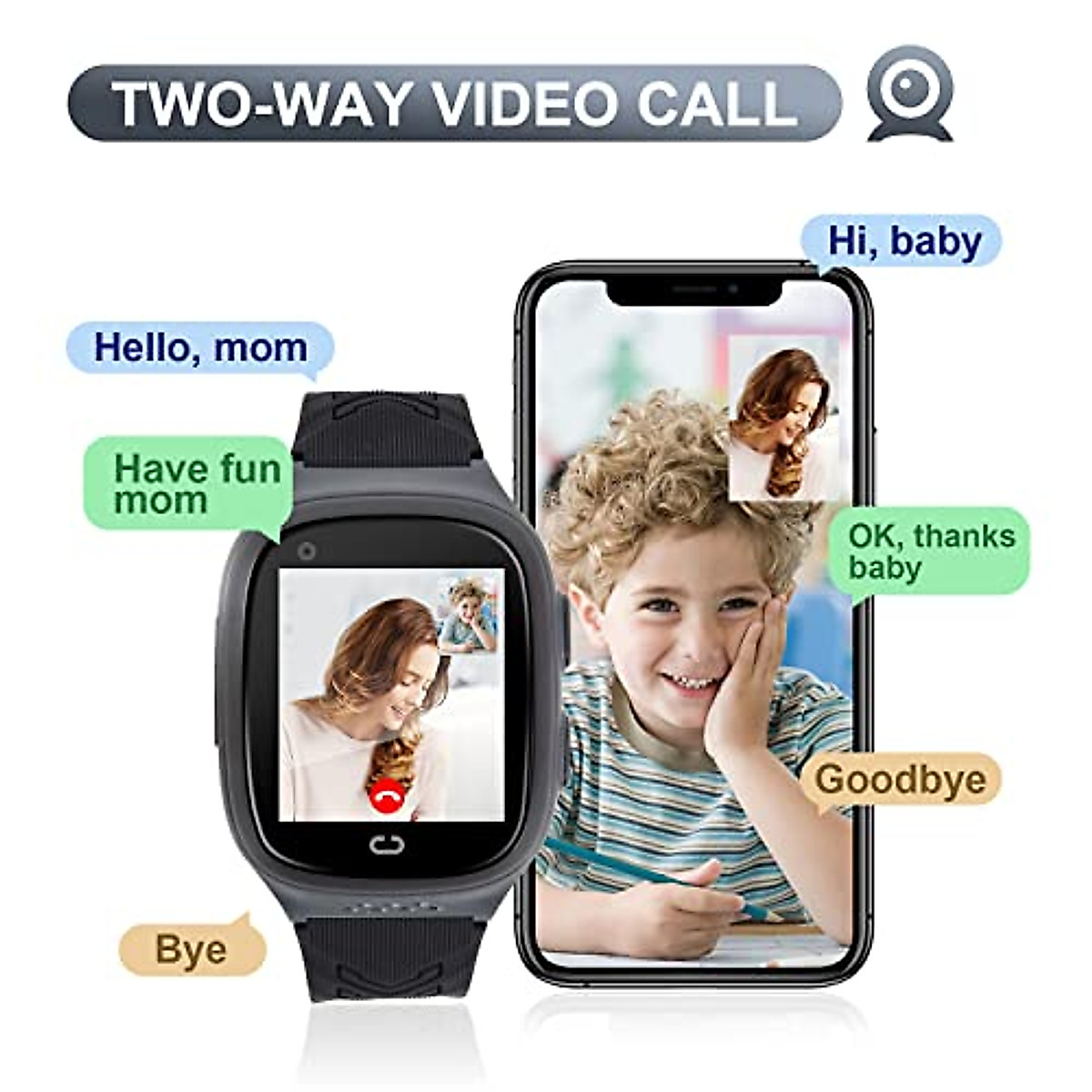 4G Kids Smart Watch GPS Tracker - Smartwatch with Two Way Call Video Calling 7 Puzzle Games Voice Chat SOS School Mode Pedometer Wi-Fi Location Touch Screen Alarm Clock Smartwatches for Boys Girls