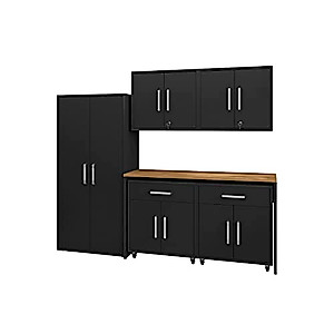 Manhattan Comfort Eiffel 6-Piece Garage Storage Set in Matte Black