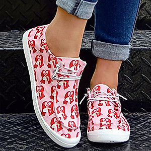 Women Shoes Casual Valentine Day Love Printing Sports Shoes Canvas Fashion Casual Shoes Comfort Shoes for Women Casual Hot Pink