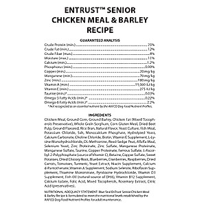 ENTRUST Senior Dog Food | Chicken & Barley | Enriched with Super Foods, Antioxidants and Probiotics | No Wheat or Soy | 20 Pound Bag