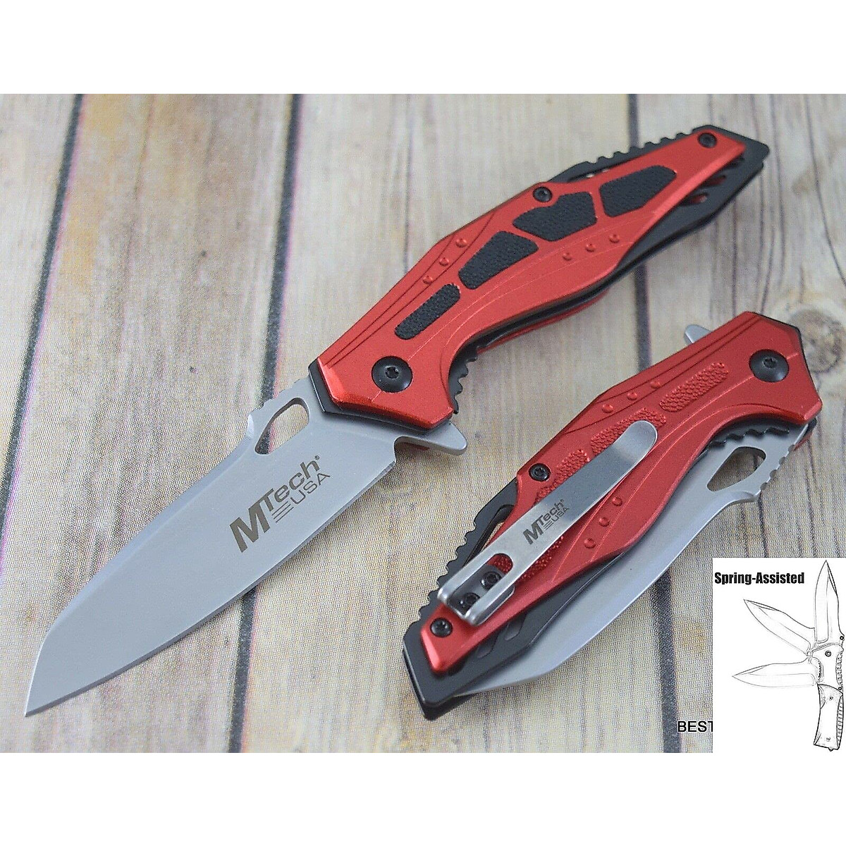 Mtech Tactical Stainless Steel Open Folding Pocket Knife With Clip - 7.75 Inch Outdoor Survival Hunting Knife for Camping by Survival Steel