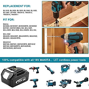 Fancy Buying [2Pack] 18V 6000mAh Replacement Battery for Makita BL1850 BL1815 BL1830 BL1835 BL1840 BL1860 LXT400 194204-5 194205-3 194230-4 194309-1