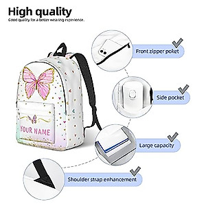 UJDUYSD Personalized Backpack for Girls Boys, Custom Backpacks with Name, Customized Butterfly School Bookbag for Kids, Personalized Casual Bookbags for Back to School Travel Picnic 15in