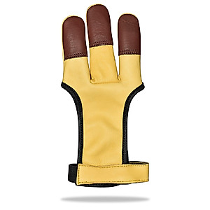 UNIVERSE ARCHERY Leather Archery Glove | Handmade Shooting Hunting Three Finger Gloves | Recurve Bow Archery Cow Hide Leather Gloves | Excellent Fitting