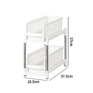CHDHALTD Stainless Steel Sliding Cabinet Basket, Kitchen Organizer Under Sink Drawer Mesh Storage Rack with Pull for Bathroom Desktop Shelf(Grey)