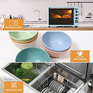 Sel Natural Cereal Bowls,6Pcs Wheat Straw Bowls Set,Microwave and Dishwasher Safe BPA Free,Unbreakable Rice,Soup Bowls