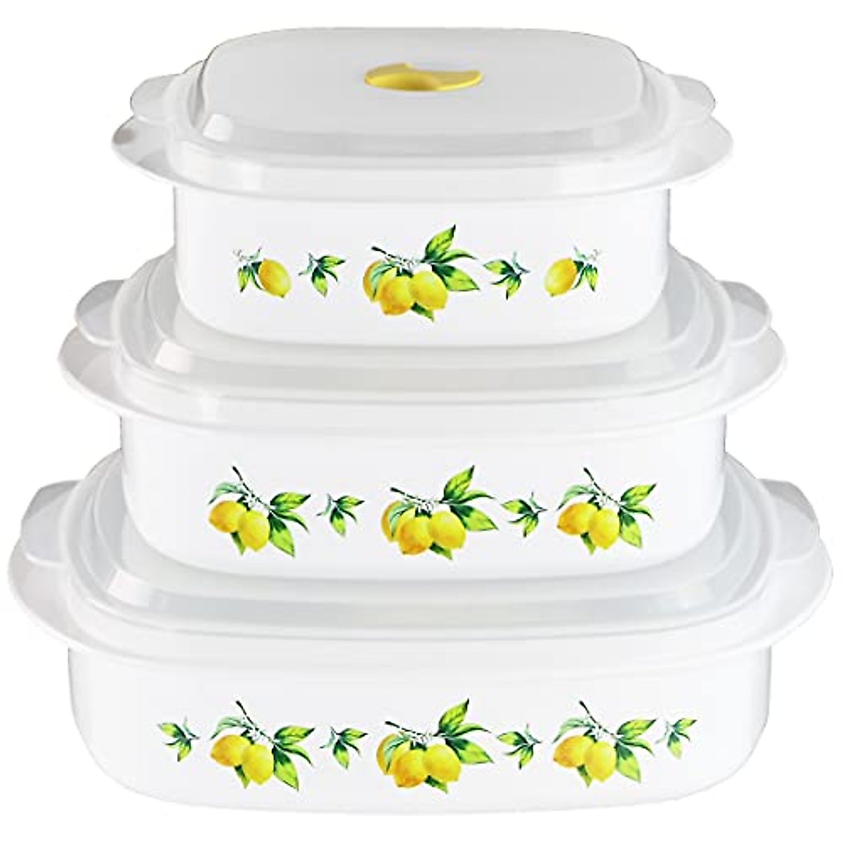 Reston Lloyd Cookware & Storage, Adjustable Vent on Lids Microwavable Cookware/Storage Set, Multiple Sizes, Fresh Lemons