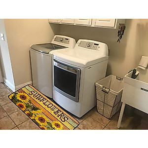 Flytime Rustic Sunflower Runner Rug with Non-Skid Washable Kitchen Floor Rugs Laundry Room Mat Waterproof Floor Runners 16X40Inches