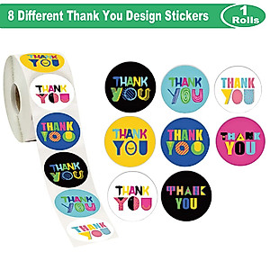Hohamn 1.5" Thank You Stickers Roll 500PCS Cute Art Stickers for Bubble Mailers Packaging Wedding Baby Shower Birthday