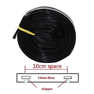 SLATIOM Agriculture Drip Irrigation Tape Greenhouse Watering System 16mm Drip Tape 10/15/20/30cm Space Soaker Hose (Color : 10cm Space, Size : 20m)