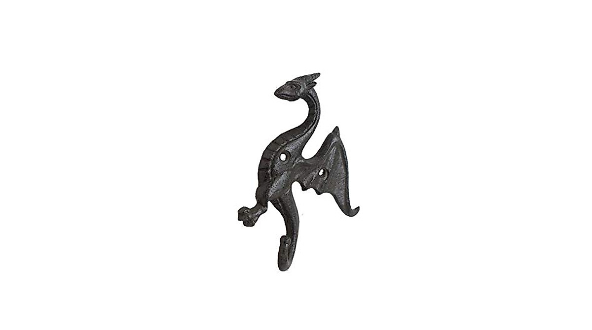 Heavy Duty Cast Iron Dragon Wall Hook for Rustic Decor