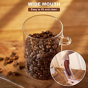 FyndraX Glass Sugar Jar with Bamboo Lid, 15 Oz Airtight Salt Container with Spoon and Labels for Storage Coffee Beans, Tea, Salt and Food Organizer Canister, Pack of 1