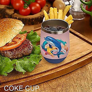 OPTKSNCU 304 Stainless Steel Insulated Cup with Lid, Abstract Animal Dolphin Print Durable, And Easy to Clean – Ideal for Home, Office, And Gift Giving