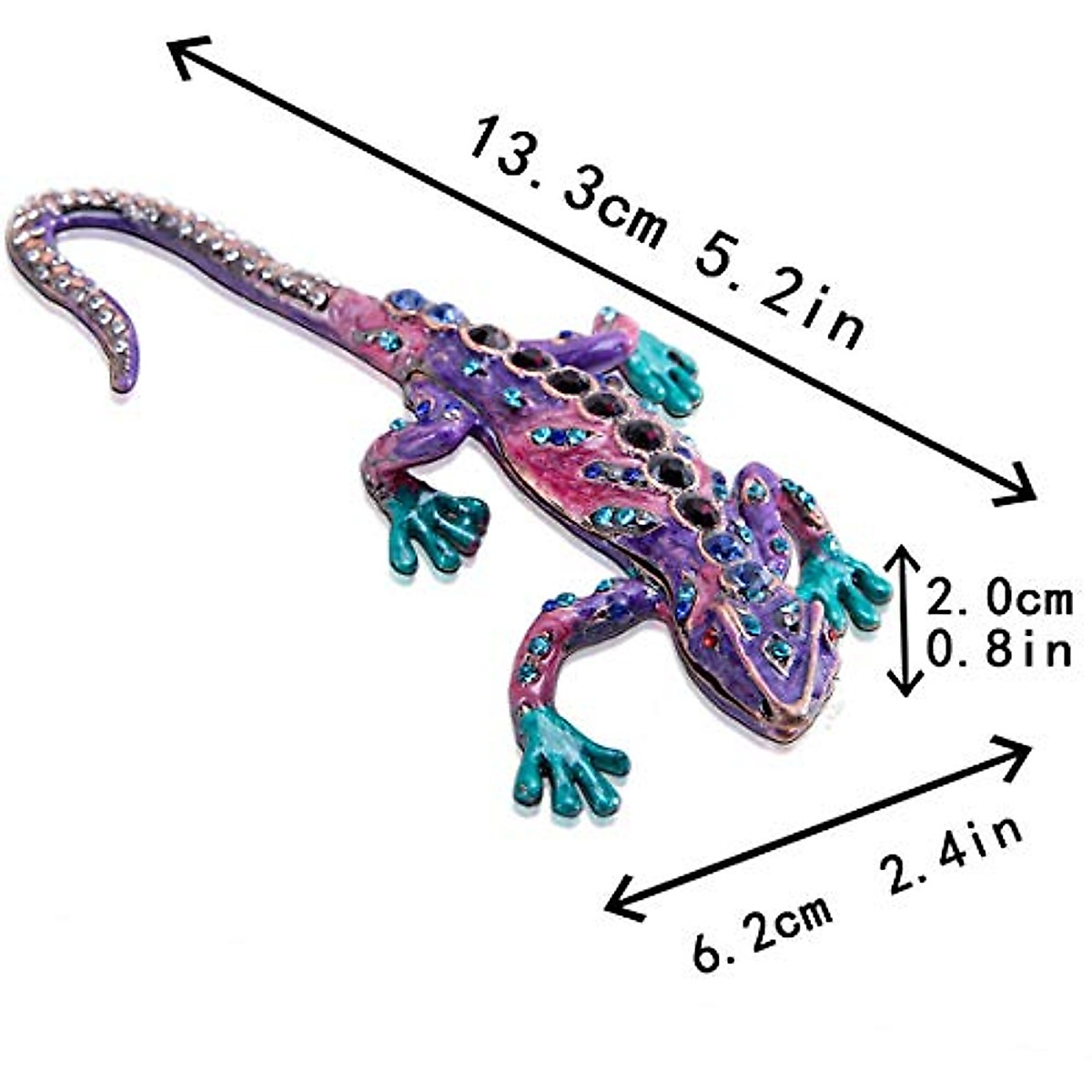 YU FENG Purple Lizard Jewelry Trinket Boxes Hinged Animal Figurines Collectibles