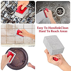 LYIGEOL Grill Griddle Cleaning Brick Block, BBQ Grill Cleaner Block with Handle,Magic Cleaning Stone Scraper, Scrubbing Pumice Stone for Blackstone,Pool,Tile, Oven,Toilet (Pack of 4)