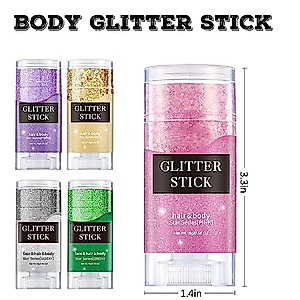 Erinde Silver Body Glitter Stick, Singer Concerts Face Shimmer Glitter Gel, Mermaid Chunky Glitter Sequins, Music Festival Rave Accessories Hair Sparkling Holographic Glitter Makeup, 0.56oz