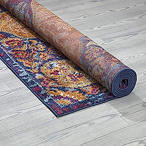 Machine Washable Modern Design Jute Back 5x7 Abstract Indoor Area Rug for Bedroom, Living Room, Dining Room, Office, 5'3" x 6'11", Orange