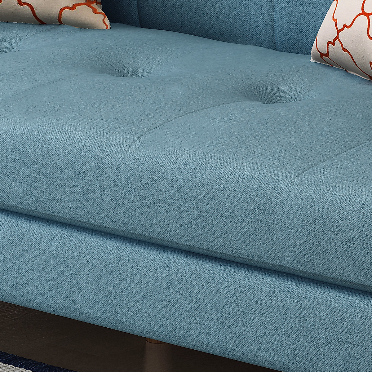 Christopher Knight Home Treston Mid-Century Fabric Sofa, Blue / Natural