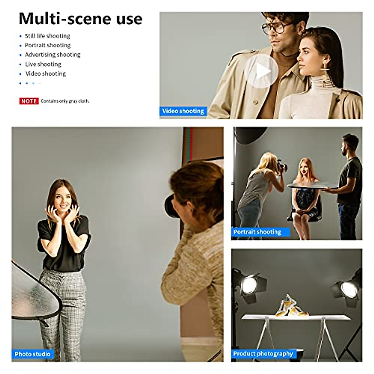 NEEWER 10 x 12FT / 3 x 3.6M PRO Photo Studio premium polyester Collapsible Backdrop Background for Photography, Video and Television (Backdrop Only) - Grey