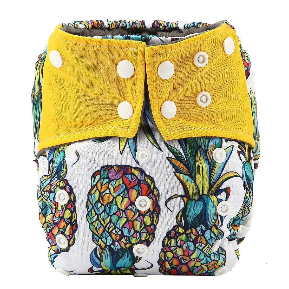 Sigzagor 3 AIll in One Cloth Diapers Nappies for Night AIO Sewn in Insert Reusable Washable (Arrow Pineapple Pack)