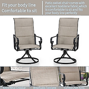 PatioFestival Patio Dining Chairs Textilene High Back Outdoor Swivel Rocker Chair Set of 2 with All Weather Frame (Khaki)