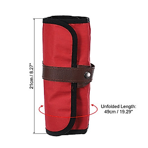 PATIKIL Handmade 36 Slots Roll Up Pencil Case, Oxford Cloth Pencil Wrap Pouch Pen Holder Organizer for Artist Drawing Coloring Sketching, Red