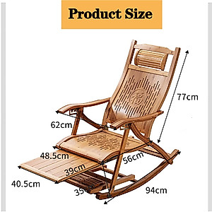 Bamboo Recliners Patio Rocking Chairs Ergonomic Garden Deck Chairs for Elderly,Wooden Foldable Recliner Comfort Zero Gravity Chair Loungers Deck Chair Garden Chair